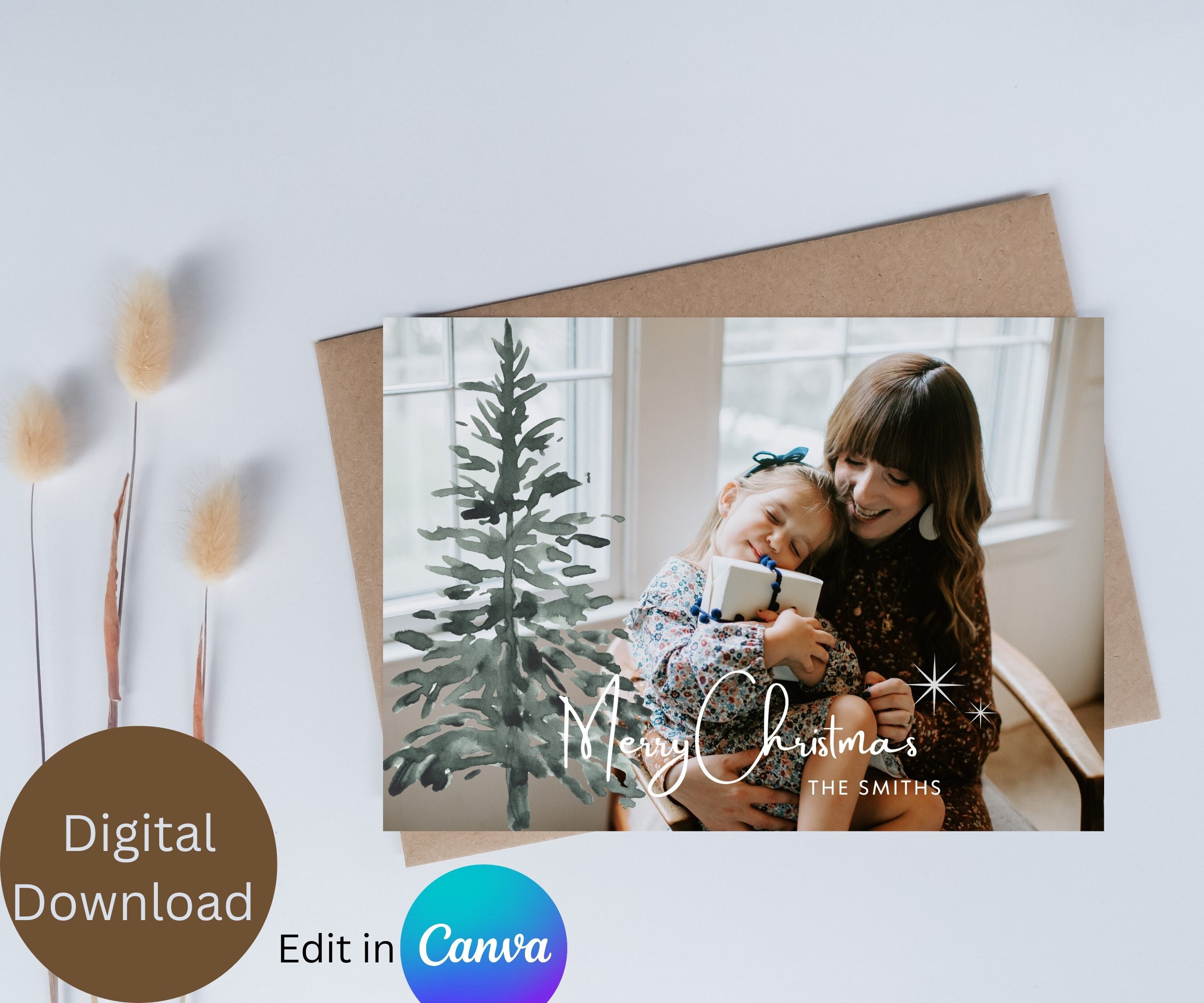 Editable Canva Christmas Card Template. Merry Christmas Editable ...