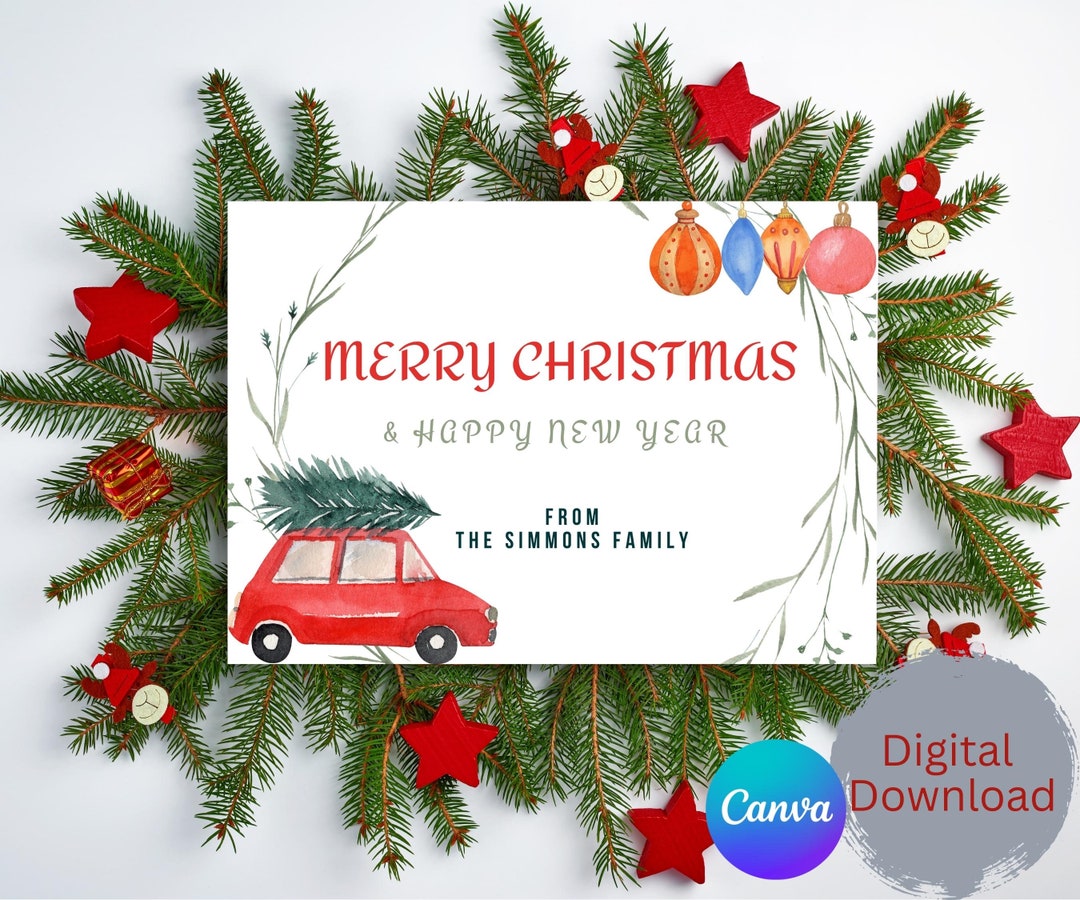 Editable Canva Christmas Card Template. Merry Christmas Editable ...