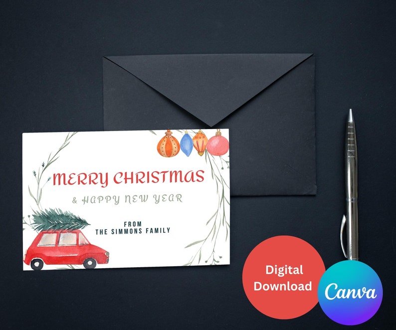 Editable Canva Christmas Card Template. Merry Christmas Editable ...