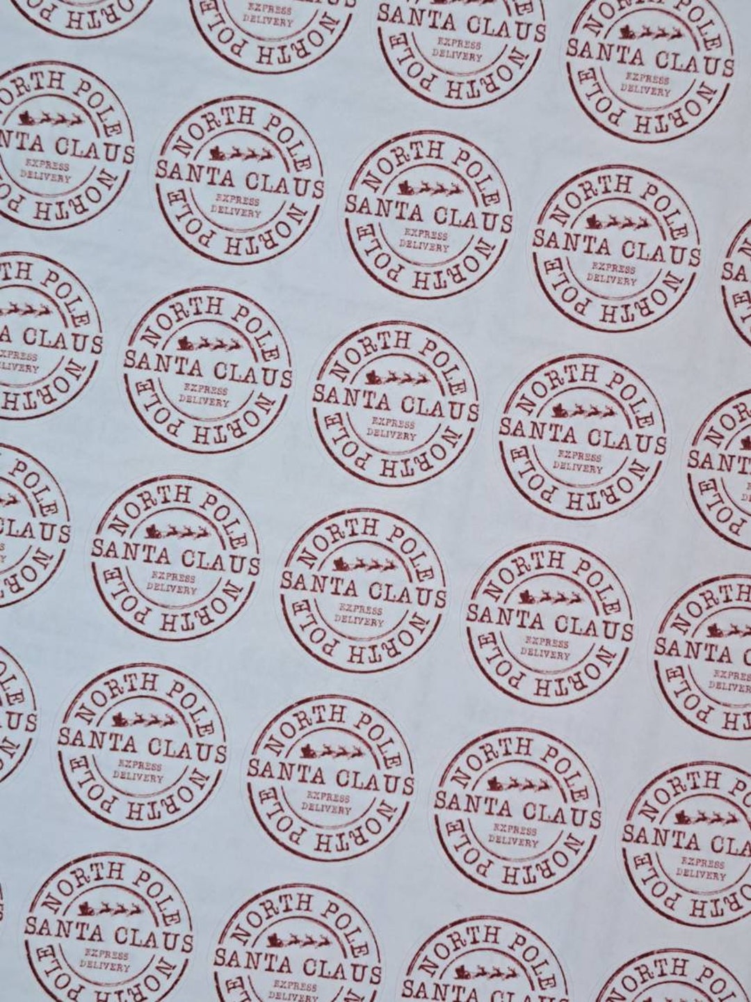 35x Stickers North Pole Santa Express Delivery 37mm Circle Stickers per ...
