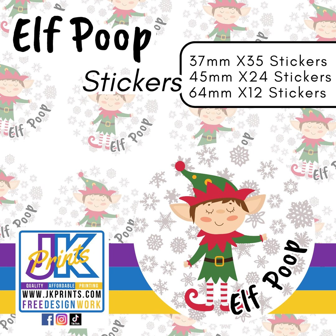 ELF POOP Stickers. Christmas Santa Stickers. Packaging. Craft. Labels ...