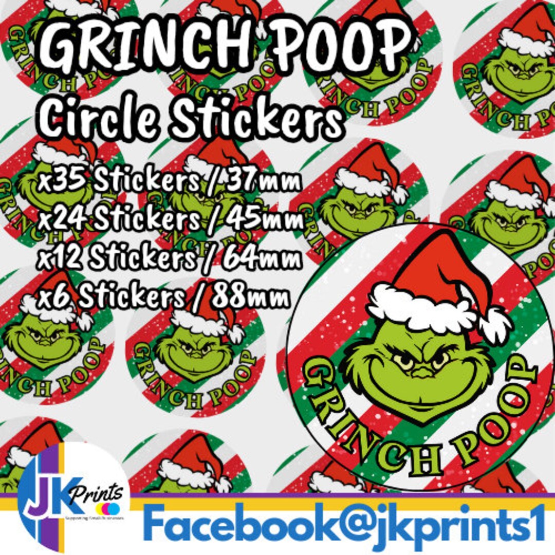 GRINCH POOP Stickers. Christmas Santa Stickers. Packaging. Craft ...