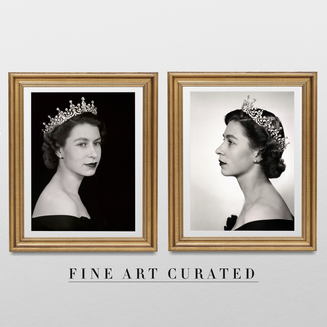 Queen Elizabeth II Portrait Print Set, Eclectic Wall Art, Queen ...