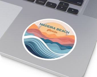 Indian Shores Florida Sticker, Florida Sticker, Retro Sunset Sticker ...