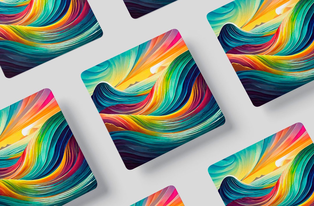 Set of 4 Waves Coasters Abstract Coasters Absorbent Party Coasters - Etsy