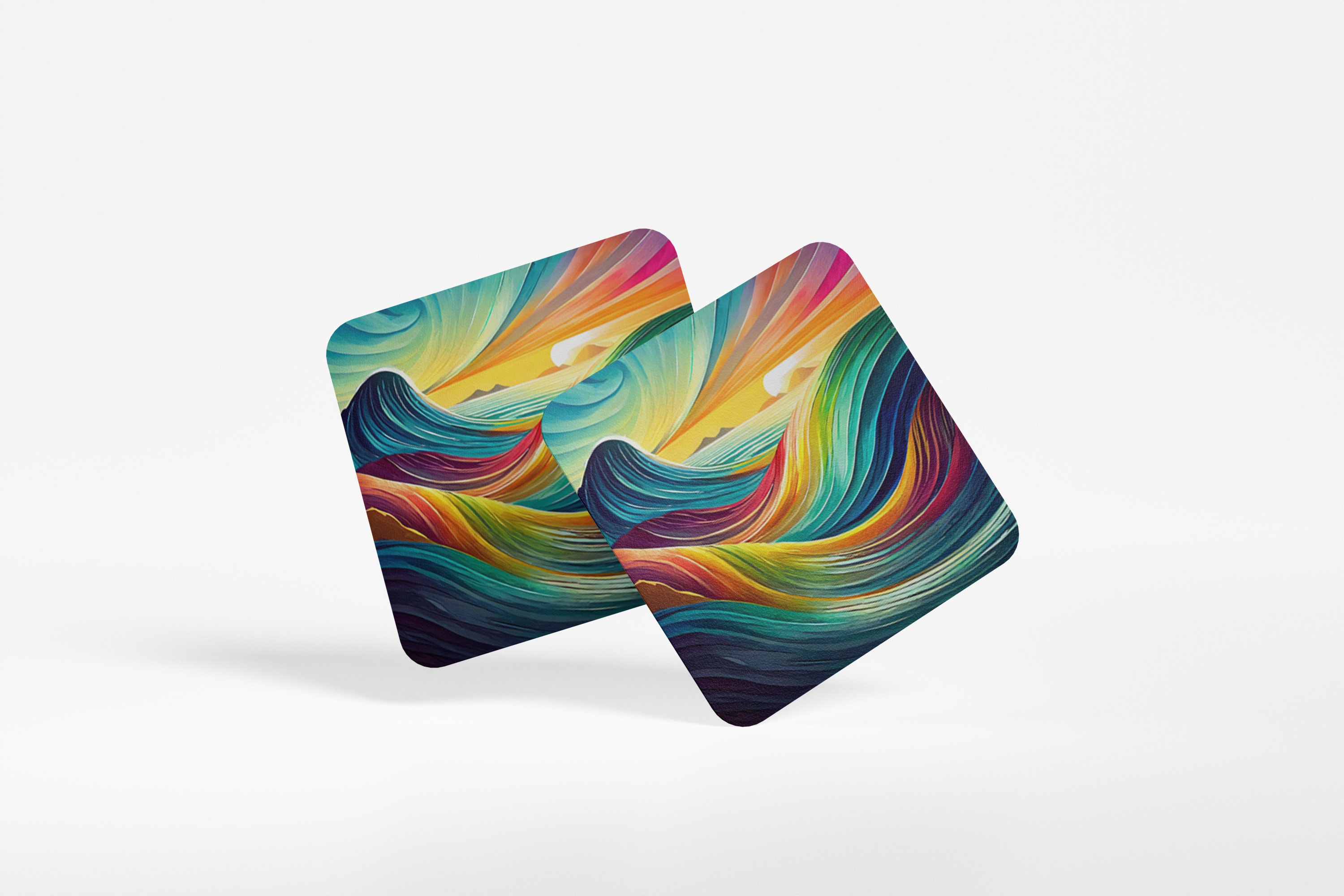 Set of 4 Waves Coasters Abstract Coasters Absorbent Party Coasters - Etsy