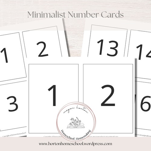Number Flash Cards Printable Homeschool Preschool Minimalist - Etsy