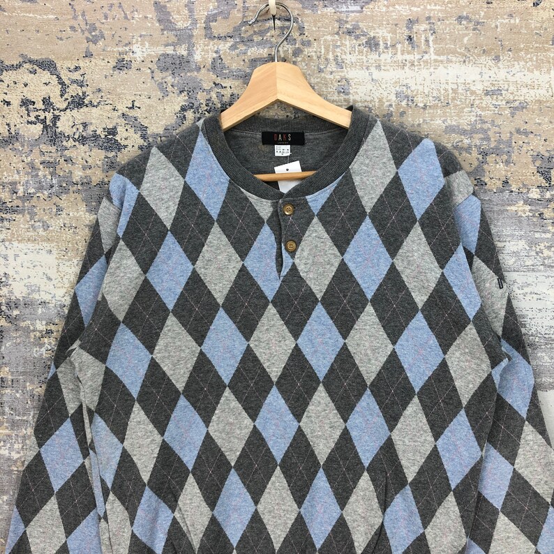 Vintage Daks London Knitted Pattern Sweater Y2K Daks London Argyle ...