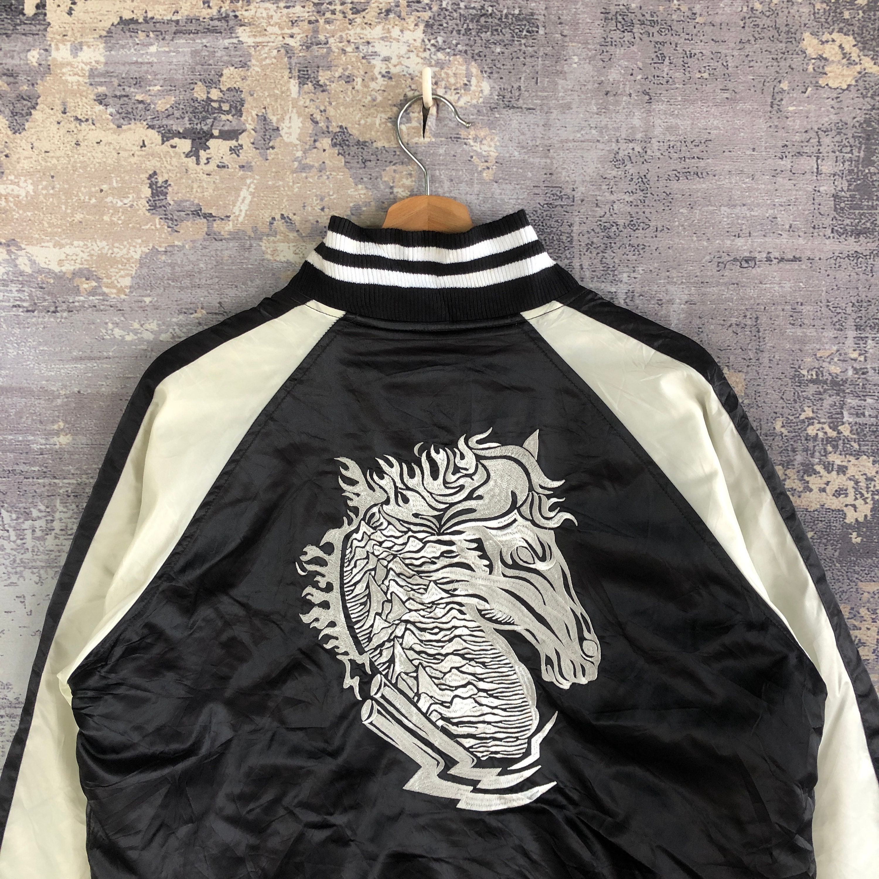 Vintage Japanese Baseball Varsity Jacket Large Vintage Harajuku Satin ...