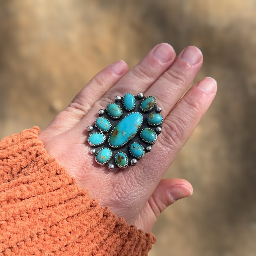 Blue Gem Cluster Size 7.5 - Etsy