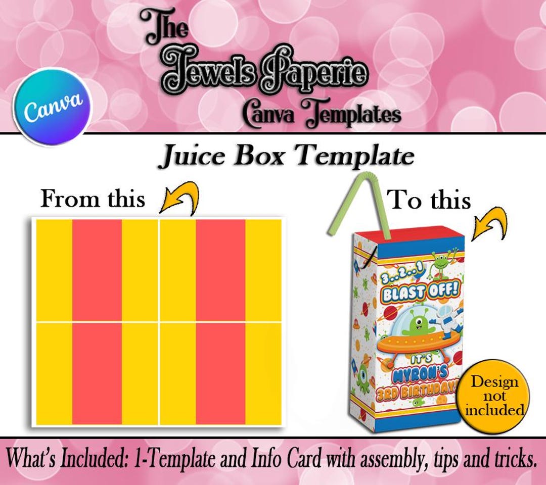 Canva Juice Box Template-juice Box Template-juice Box Party Favor ...