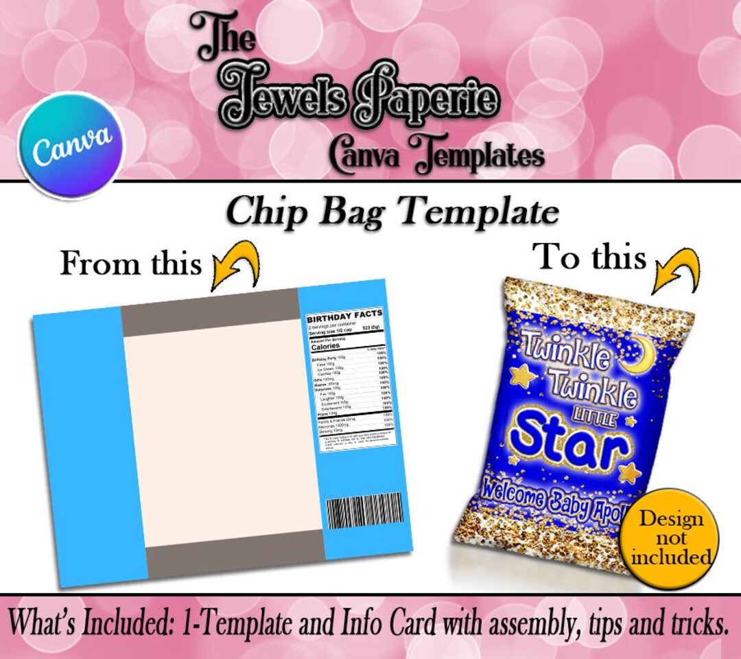 Canva Chip Bag Template and Mockup-chip Bag Template-chip Bag Party ...