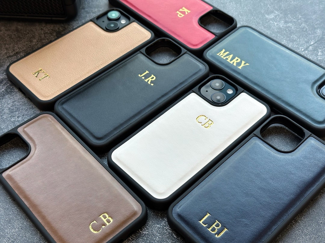 Personalized Leather Embossed Phone Case for iPhone 16 15 14 12 13 Pro Max Mini X XR 11 Pro Max ...