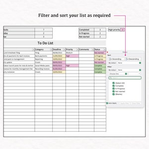 To Do List | Task Allocation Excel Spreadsheet | Digital Download Excel ...