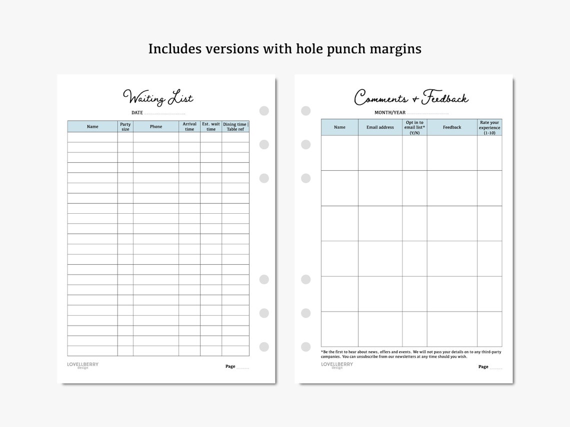 Restaurant Template Bundle | Digital Download PDF Printable | A4, A5 ...