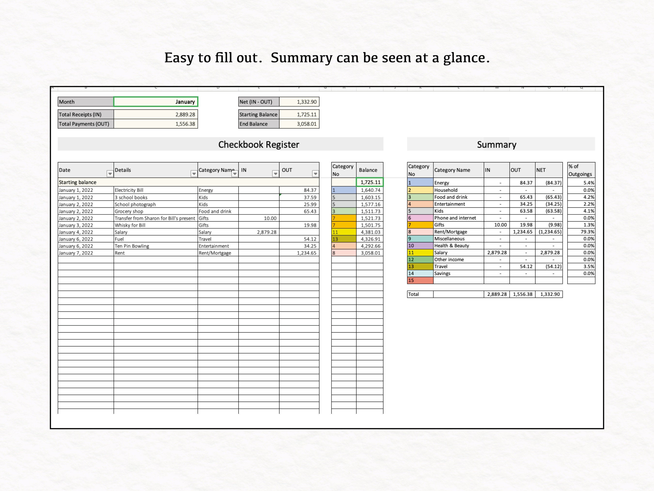 Checkbook Register Excel Spreadsheet | Digital Download Excel Template ...
