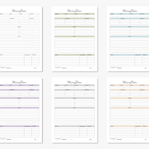 Meeting Notes | Digital Download PDF Printable | A4, A5, Letter ...