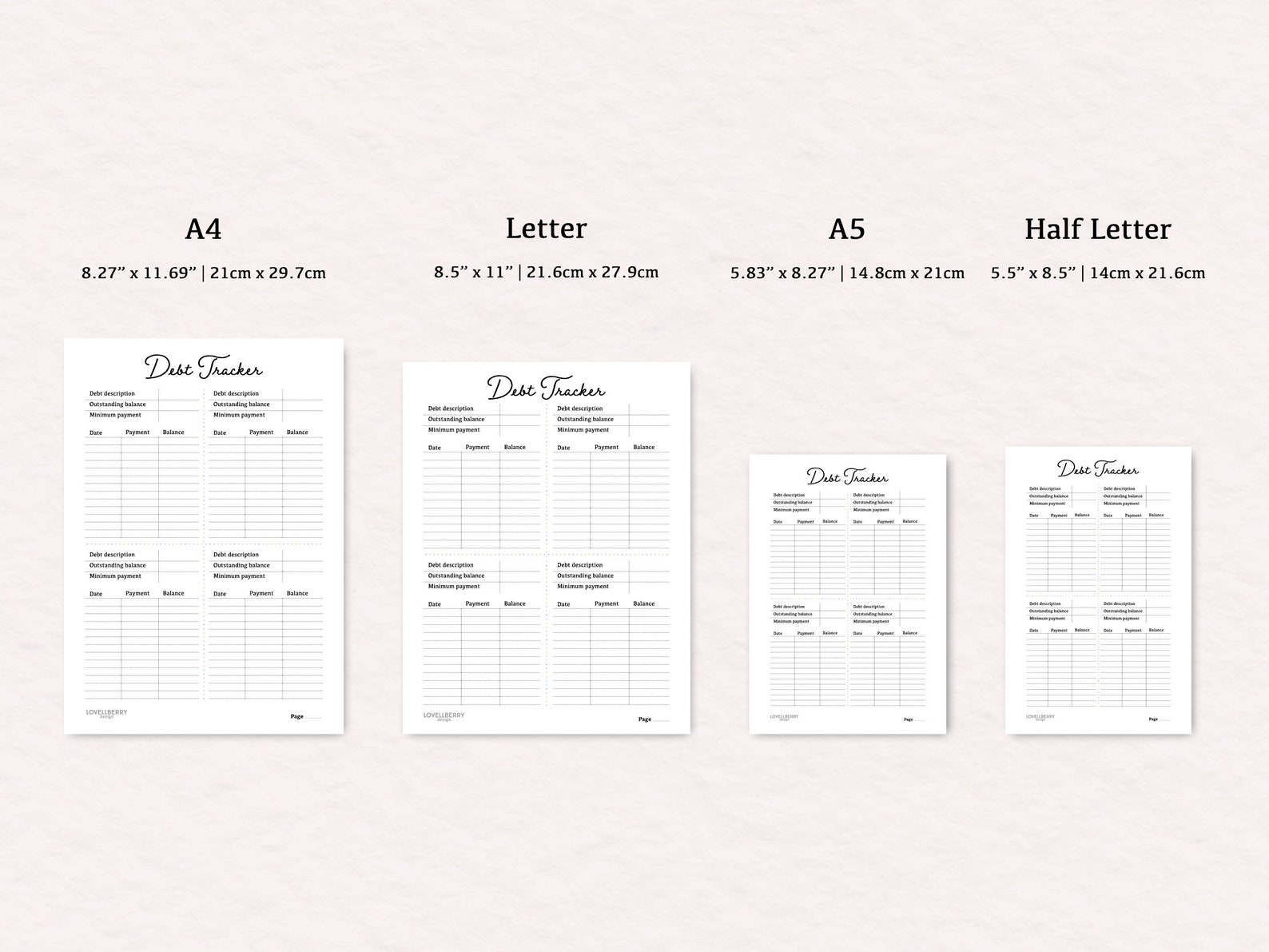 Debt Tracker Template | Digital Download PDF Printable | A4, A5, Letter ...