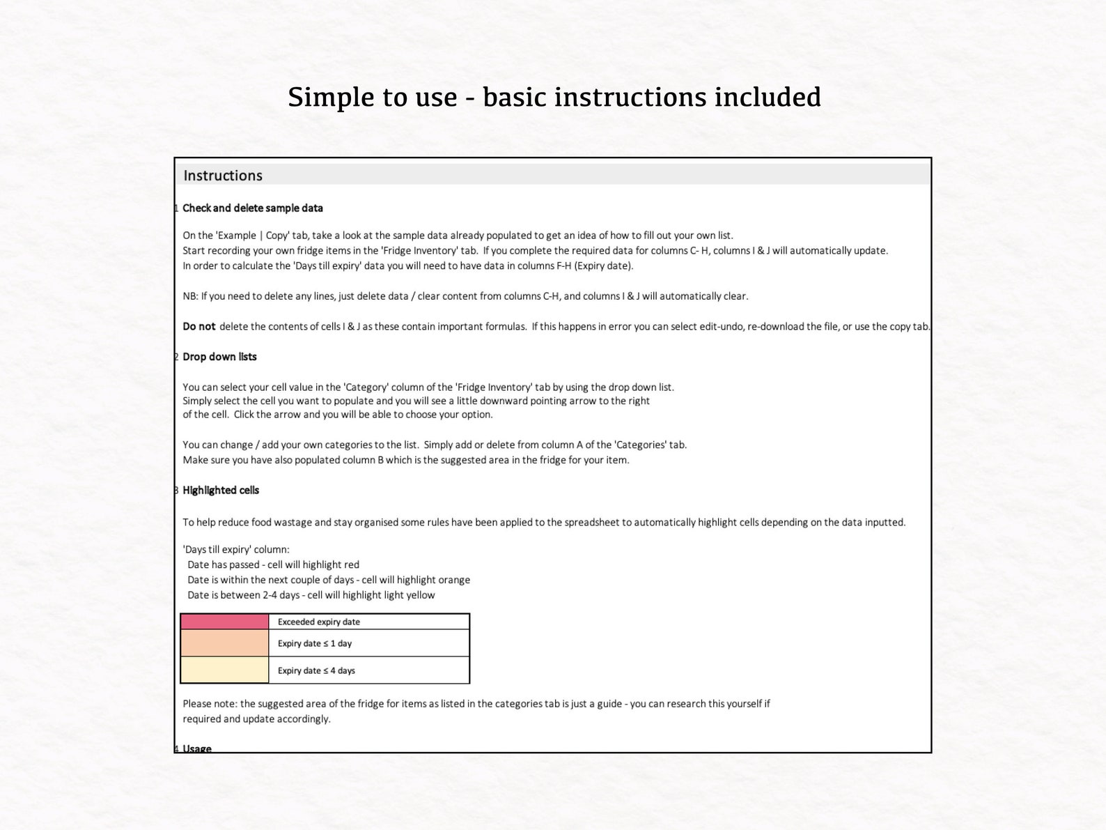 Fridge Inventory Excel Spreadsheet | Digital Download Excel Template ...