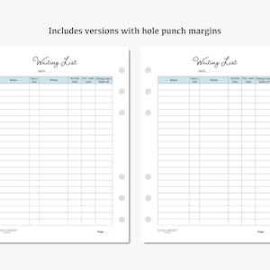 Waiting List | Digital Download PDF Printable | A4, A5, Letter | Table ...