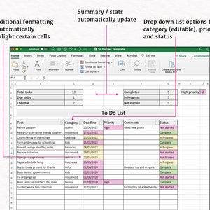 To Do List Excel Spreadsheet Digital Download Excel Template Digital to ...
