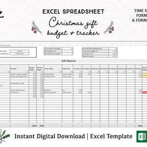 Christmas Gifts Tracker Excel Sheet | Digital Download Excel Template ...