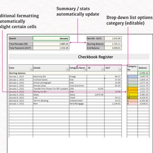 Checkbook Register Excel Spreadsheet | Digital Download Excel Template ...