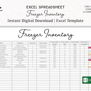 Freezer Inventory Excel Spreadsheet | Digital Download Excel Template ...