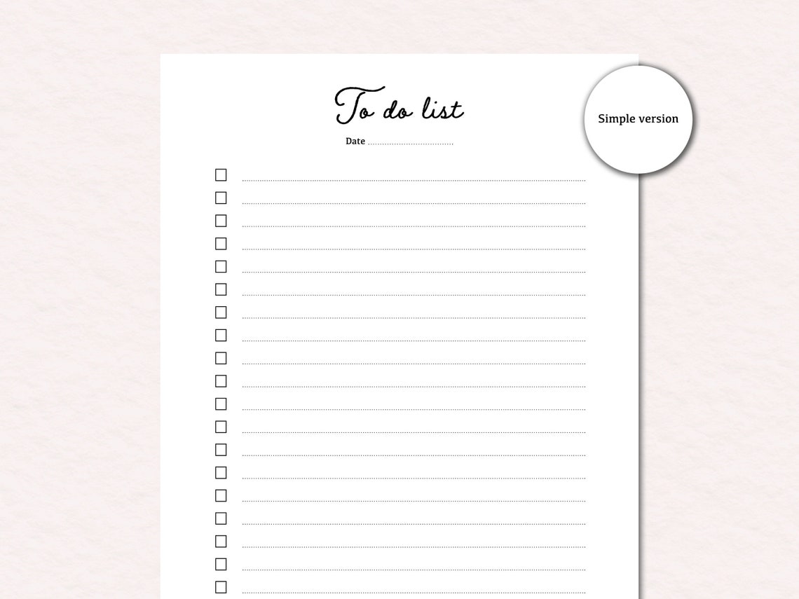 To Do List Templates | Digital Download PDF Printable | A4, A5, Letter ...
