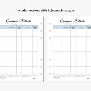 Comments & Feedback Form | Digital Download PDF Printable | A4, A5 ...