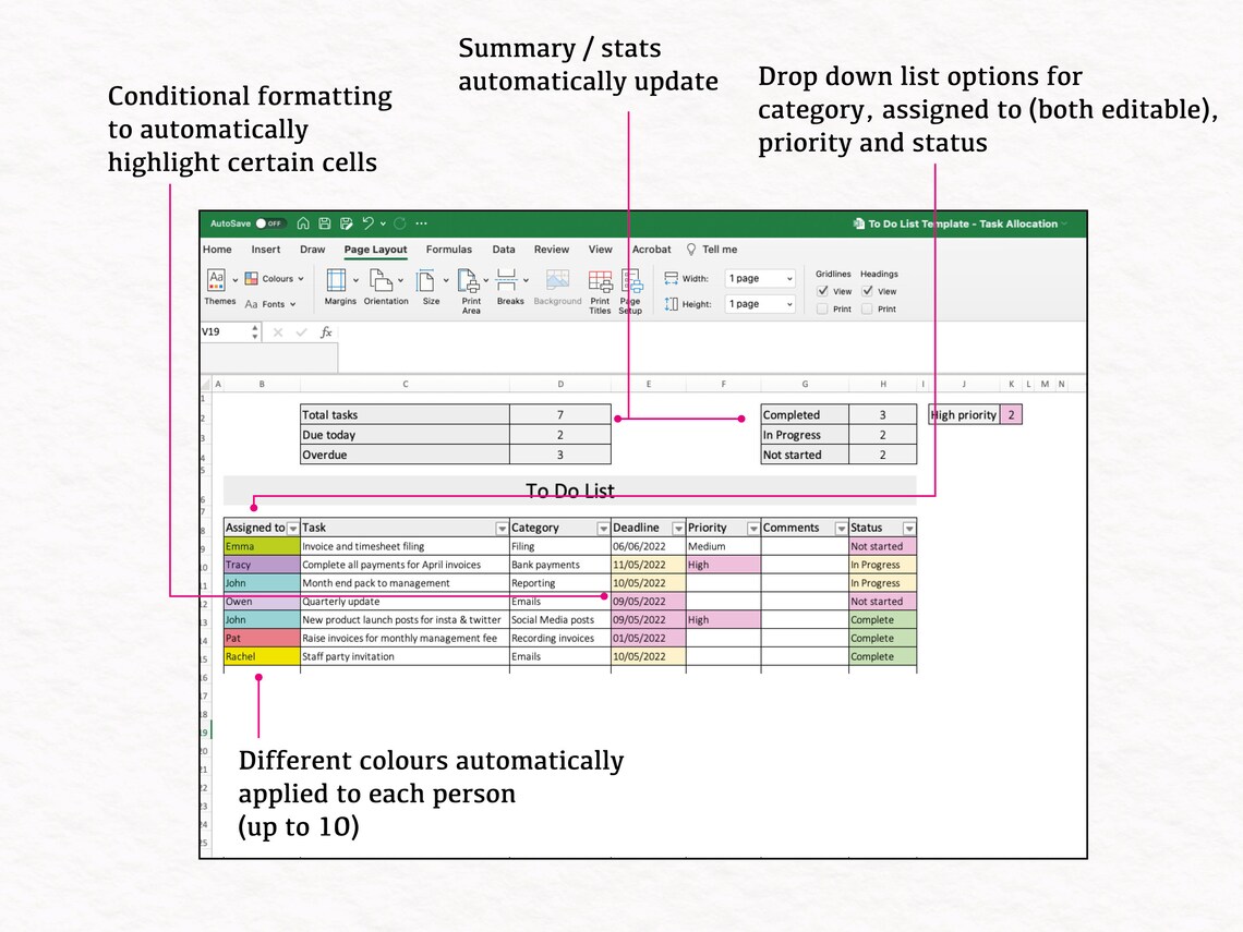 To Do List | Task Allocation Excel Spreadsheet | Digital Download Excel ...