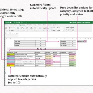 To Do List | Task Allocation Excel Spreadsheet | Digital Download Excel ...
