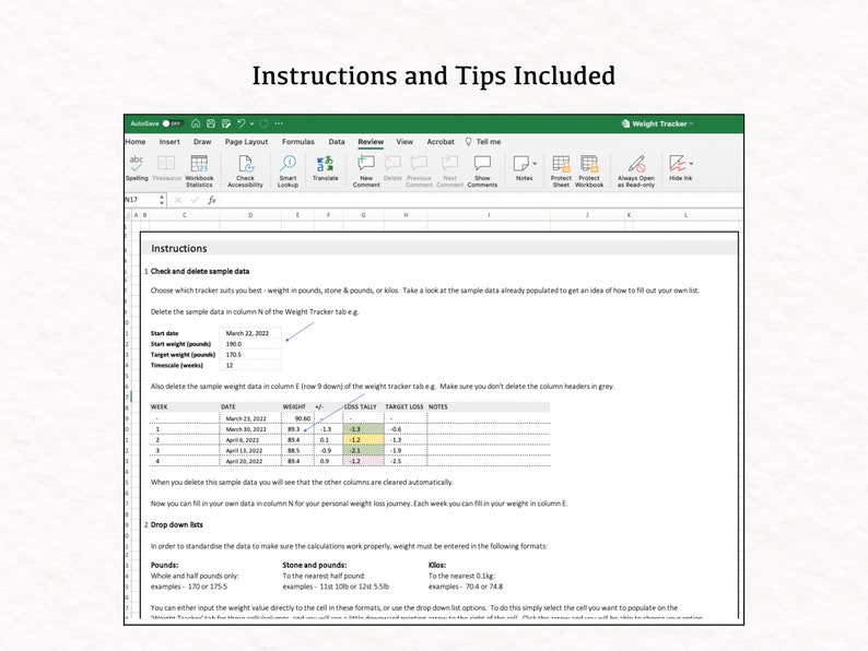 Weight Loss Tracker Excel Spreadsheet Digital Download Excel Template Weight Loss Tracker Excel Spreadsheet Digital Download Excel Template