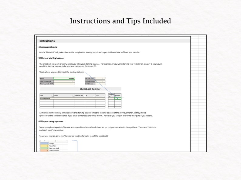 Checkbook Register Excel Spreadsheet | Digital Download Excel Template ...