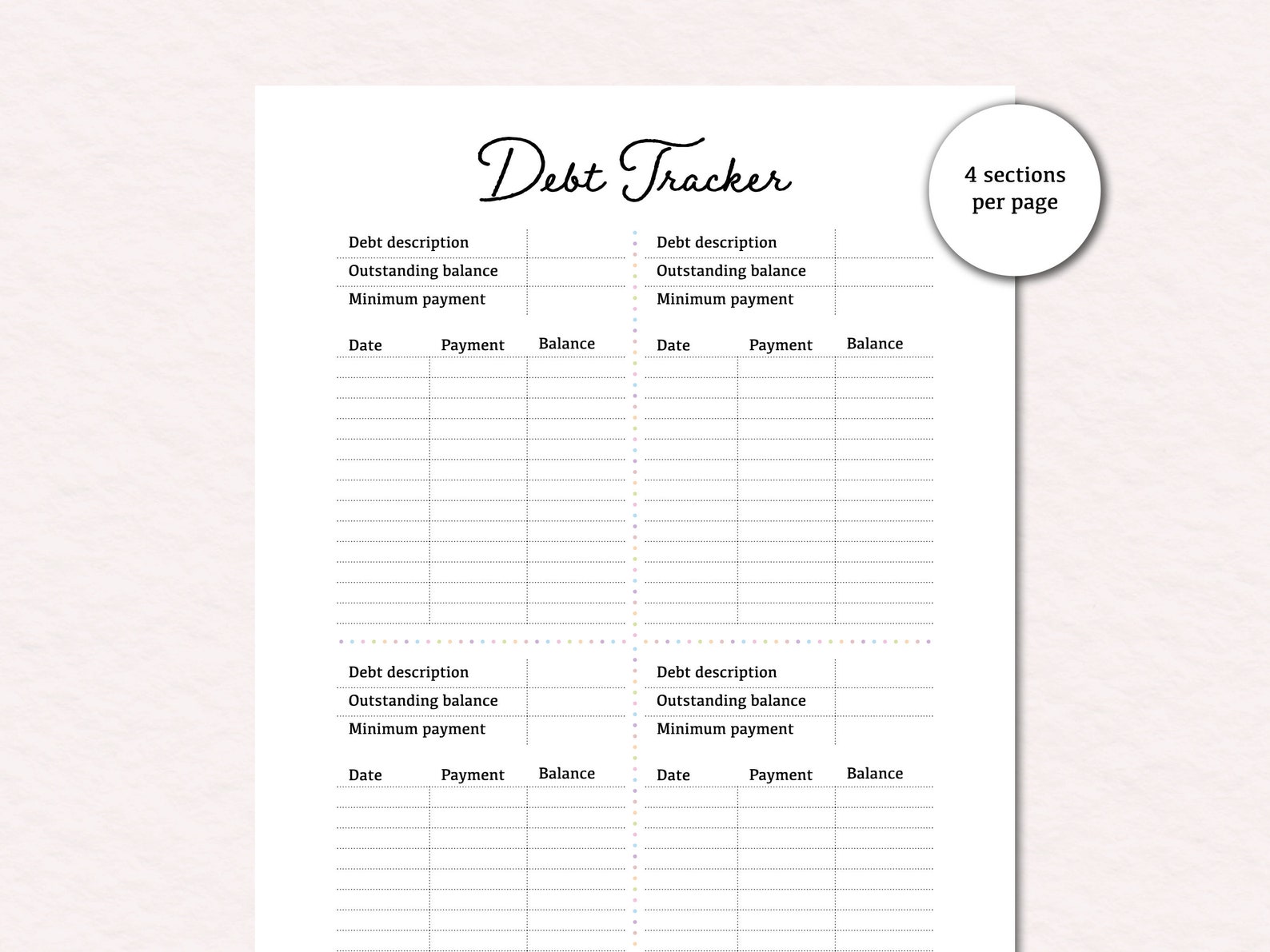 Debt Tracker Template | Digital Download PDF Printable | A4, A5, Letter ...