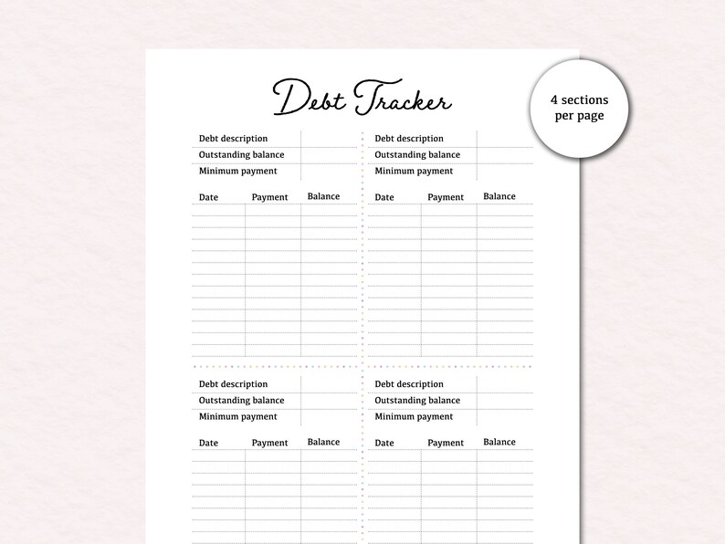 Debt Tracker Template | Digital Download PDF Printable | A4, A5, Letter ...