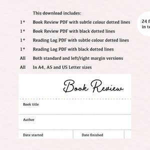 Book Review | Digital Download PDF Printable | A4, A5 & Letter Sizes ...