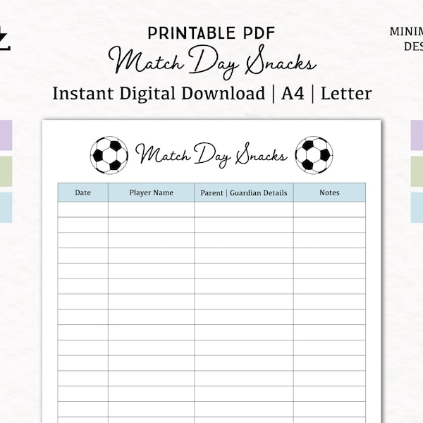 Snack Sign up Sheet for Football - Etsy