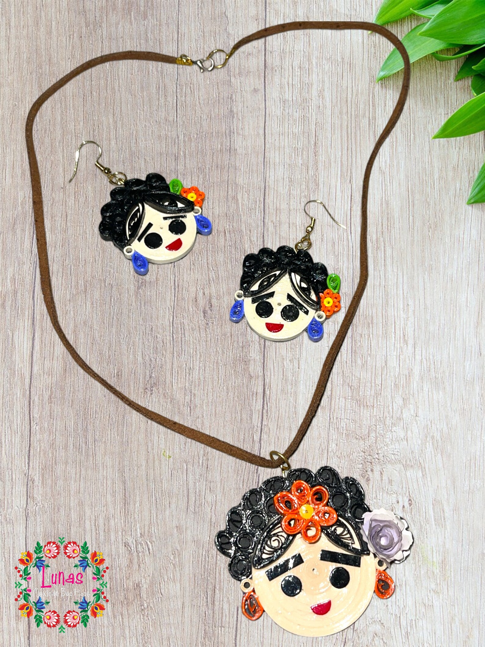 Mexican Handmade Quilling Frida Jewelry Set. Frida Earrings and ...
