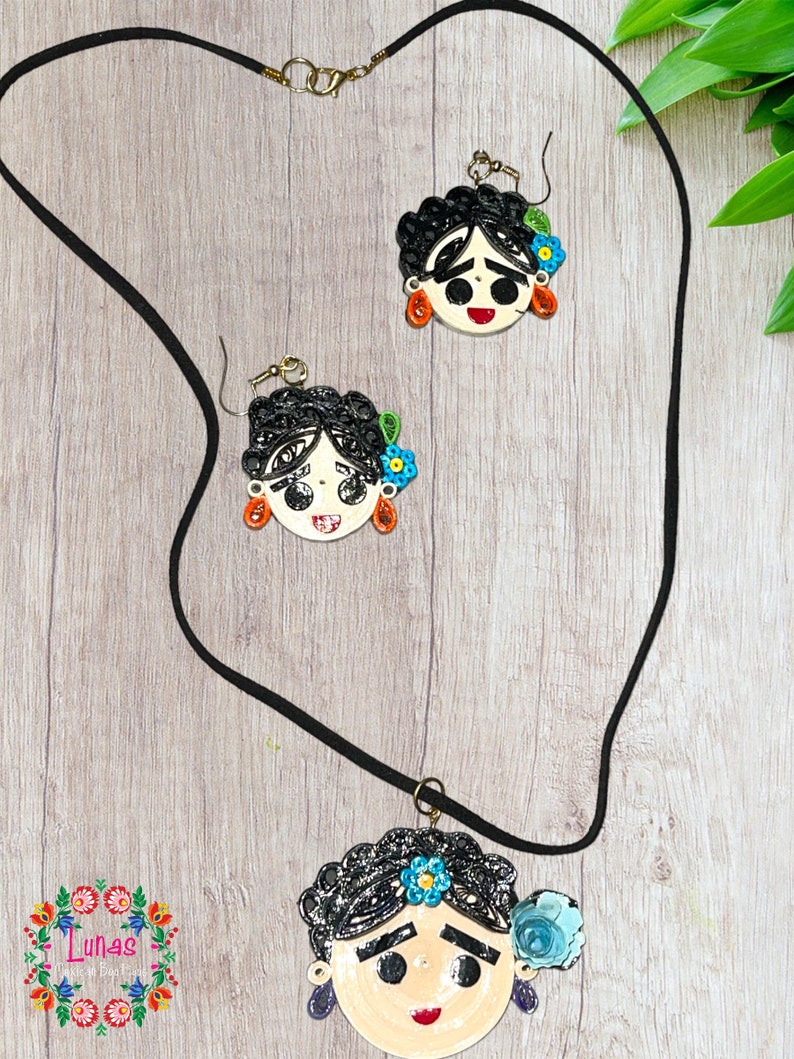 Mexican Handmade Quilling Frida Jewelry Set. Frida Earrings and ...