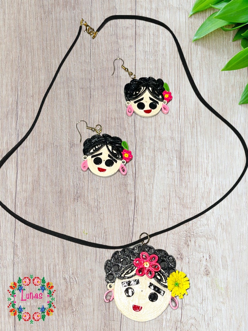 Mexican Handmade Quilling Frida Jewelry Set. Frida Earrings and ...