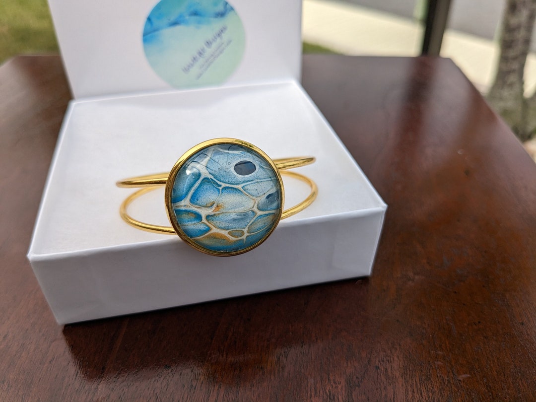 Adjustable Gold Bangle Bracelet From Dried Paint Skin - Acrylic Paint ...