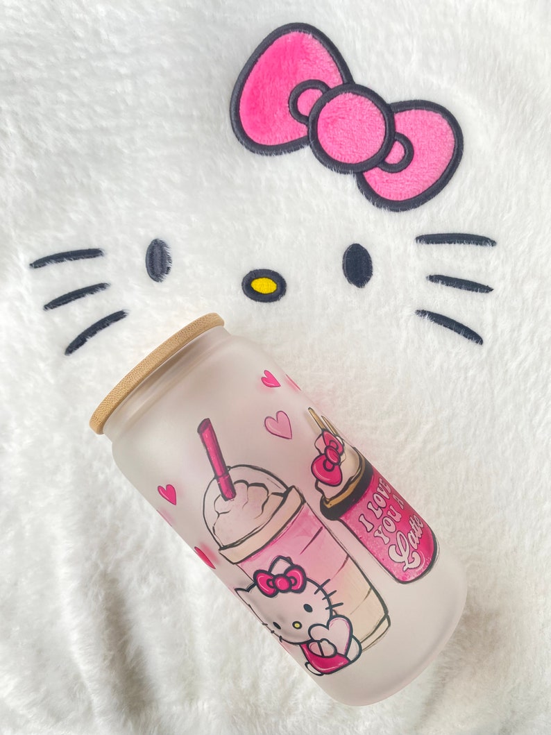 Hello Kitty Glass Cup / Glass Can - Etsy