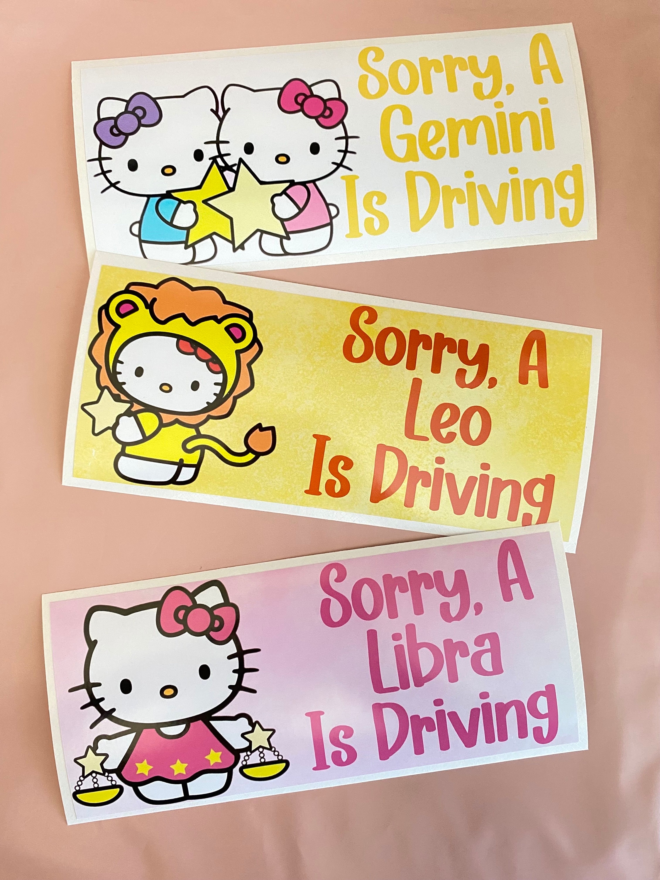 Hello Kitty Zodiac Car Bumper Sticker, Sanrio Funny Horoscope Car Decal ...
