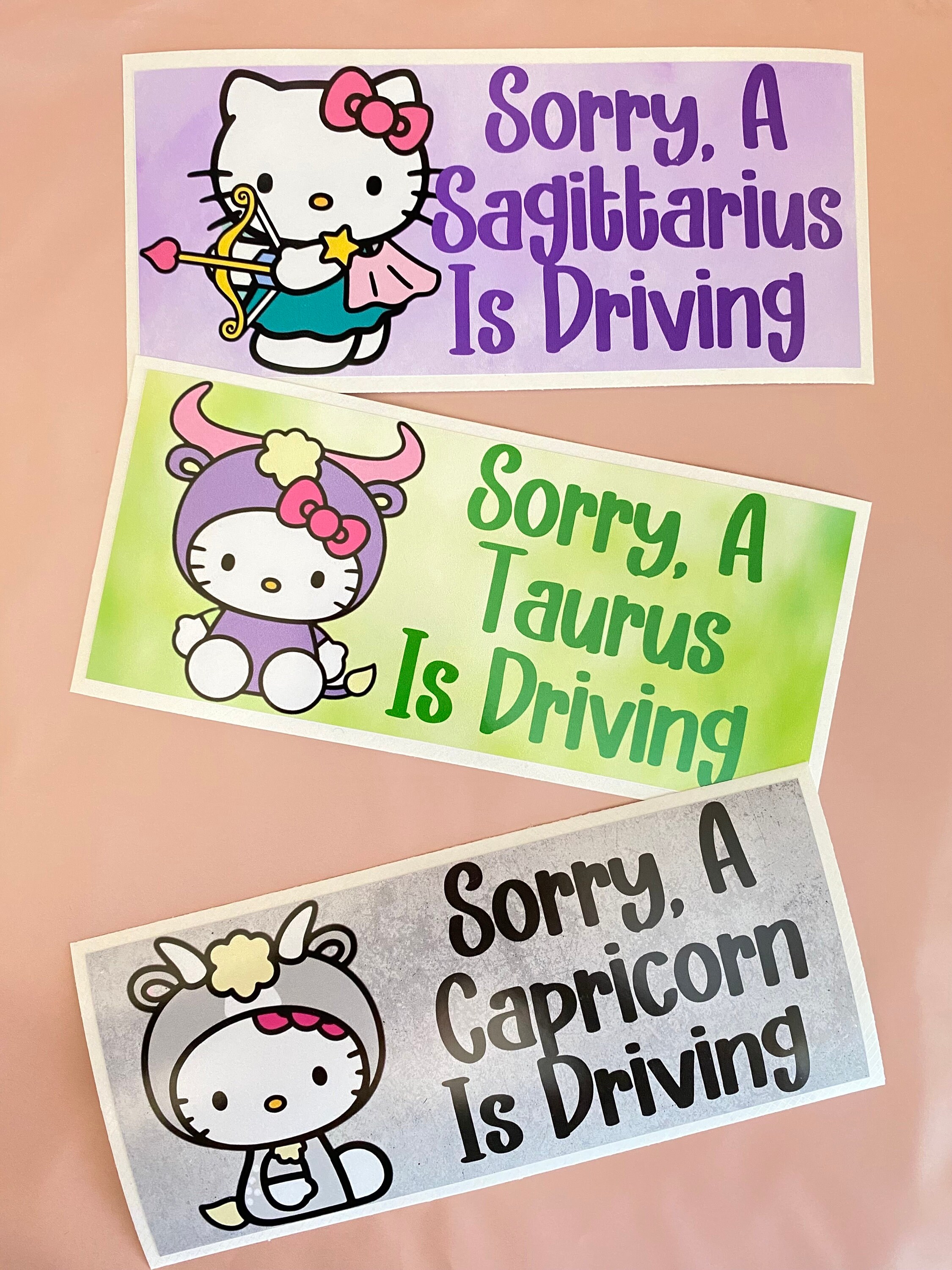 Hello Kitty Zodiac Car Bumper Sticker, Sanrio Funny Horoscope Car Decal ...