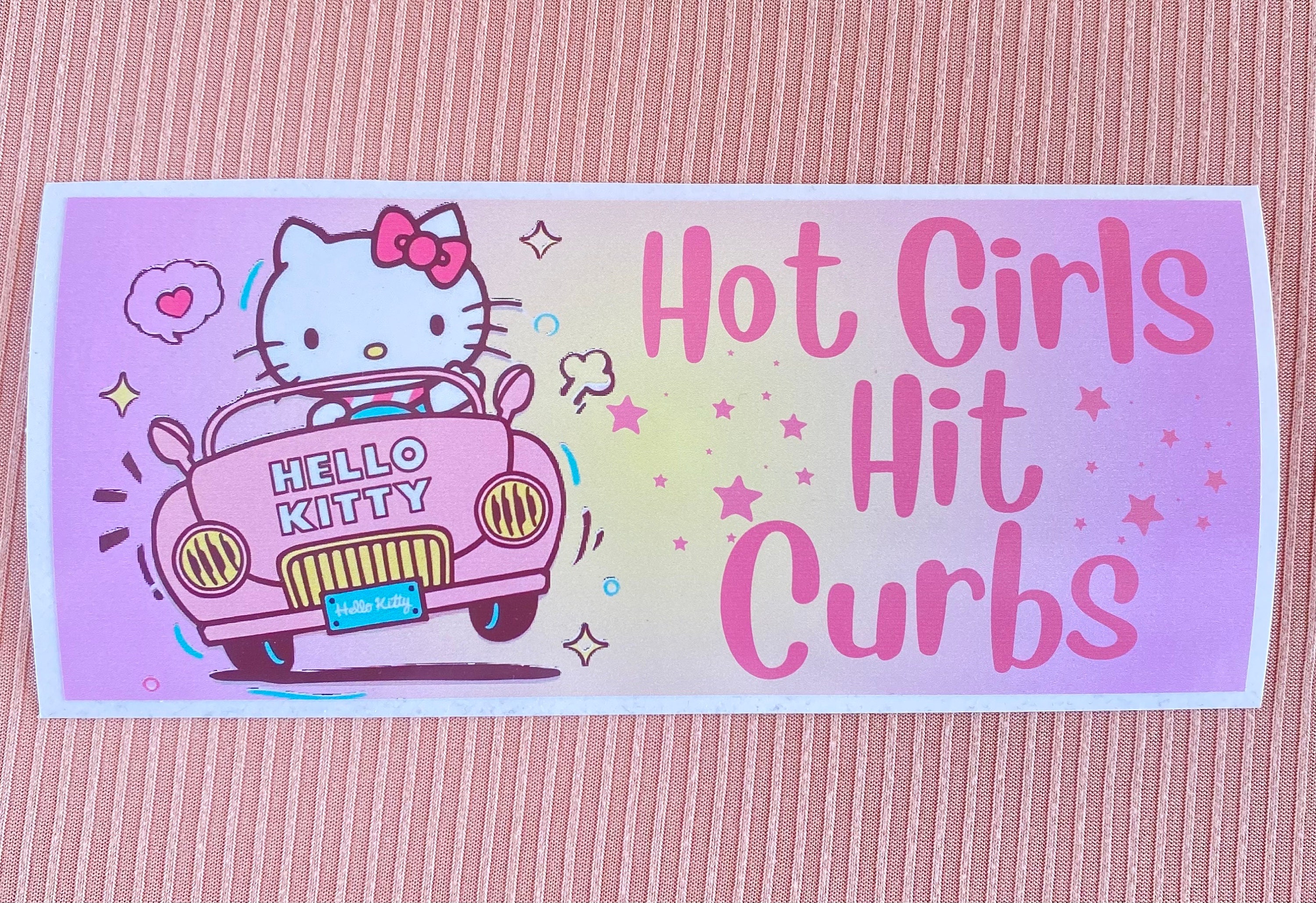 Hello Kitty Hot Girls Hit Curbs Car Bumper Sticker, Sanrio Funny Car ...