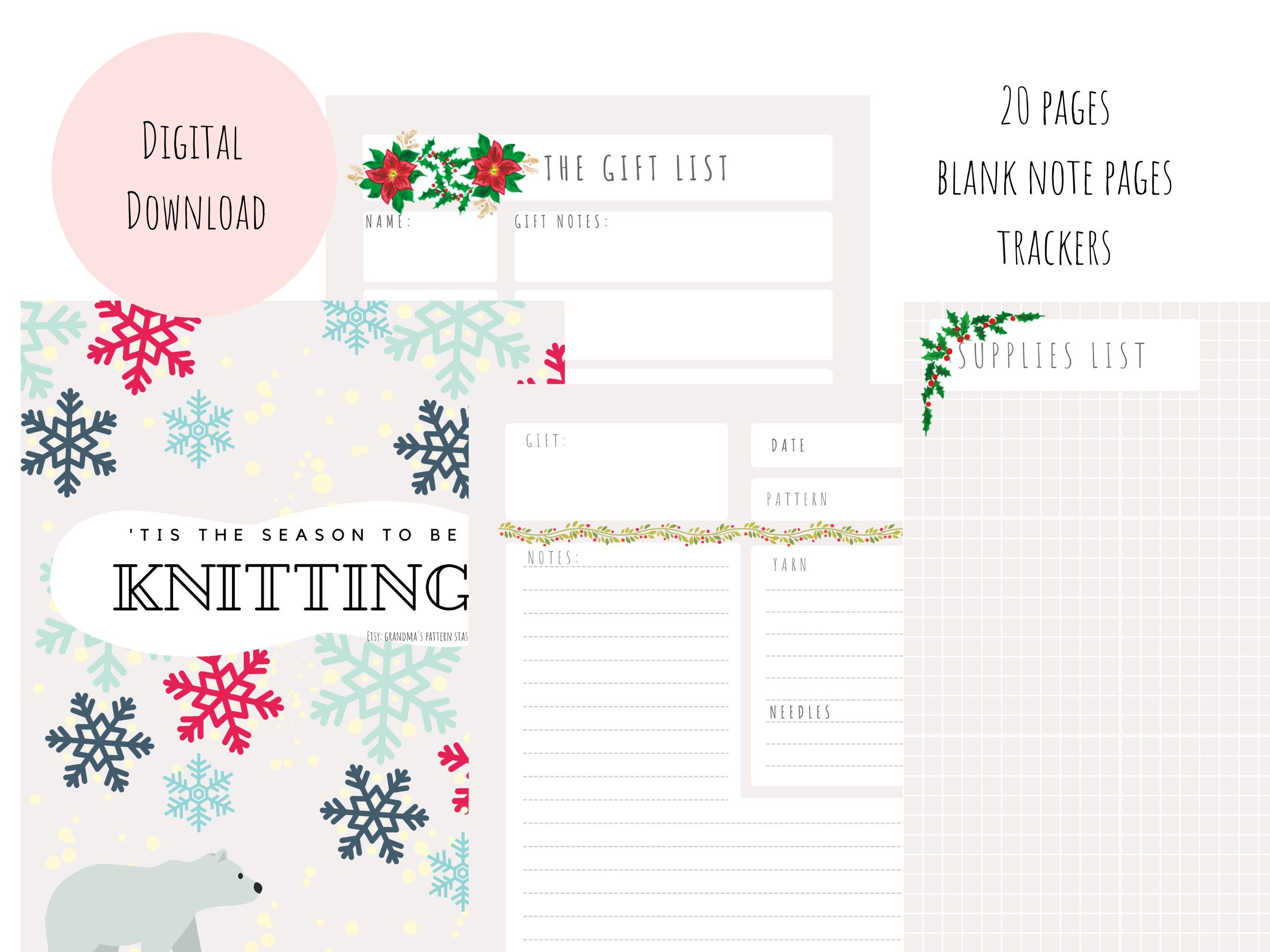 Holiday Gift Knitting Planner DIGITAL DOWNLOAD - Etsy