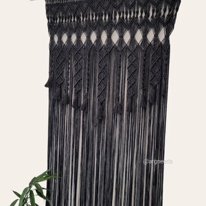 Macrame Curtain for Door or Window, Handmade Black Macrame Curtain ...