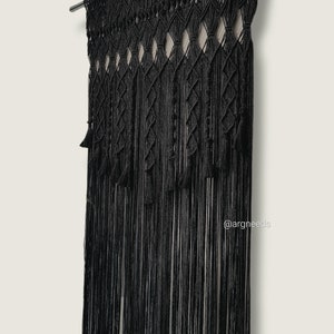 Macrame Curtain for Door or Window, Handmade Black Macrame Curtain ...