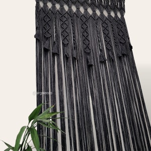 Macrame Curtain for Door or Window, Handmade Black Macrame Curtain ...